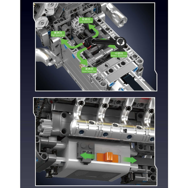 1260 pcs MouldKing 10202 Lambo Supercar V12 Engine + Transmission ...